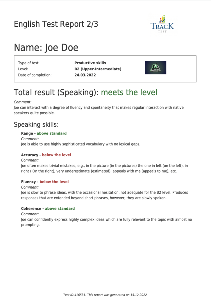 Certificado de inglés en línea - Tracktest Colombia