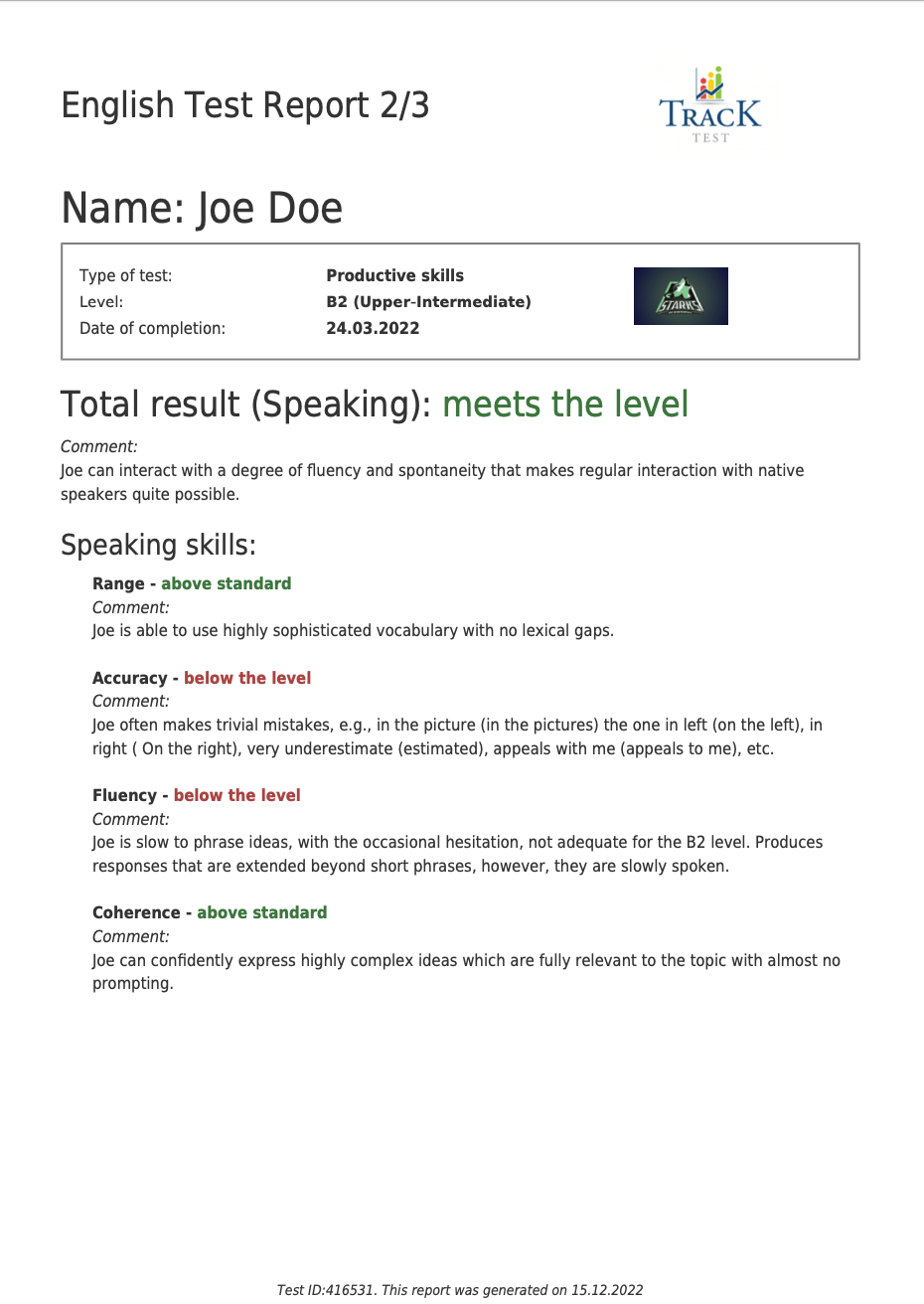 Certificado de inglés en línea - Tracktest Colombia